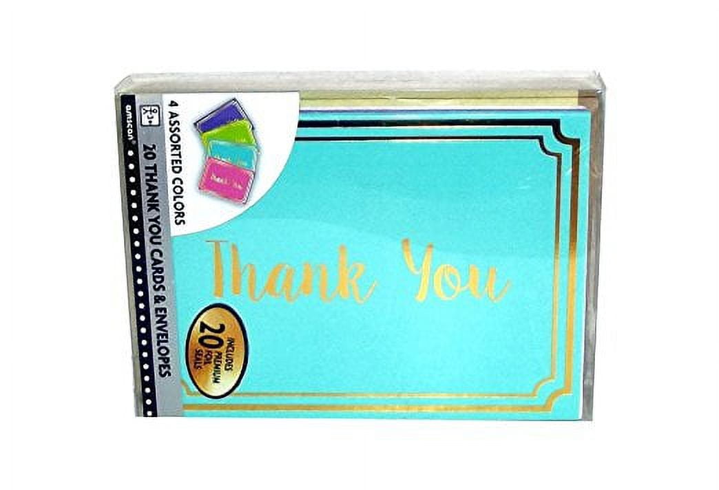Amscan Thank You Cards with Envelopes and Foil Seals, 20 count (Solid ...
