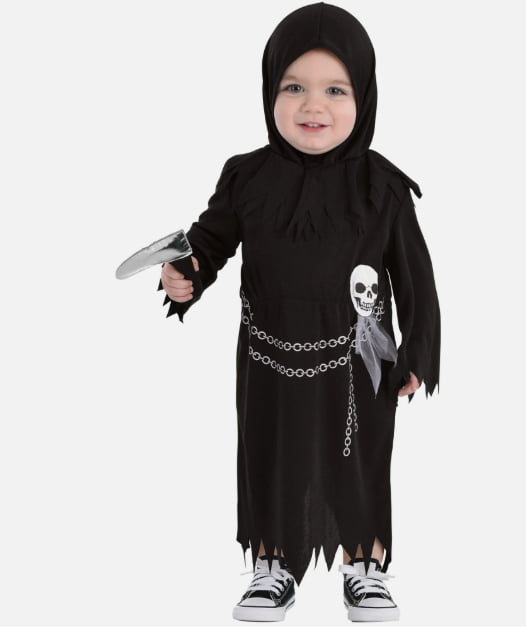 Amscan Toddler Baby Grim Reaper Skeleton Suit Halloween Costume ...