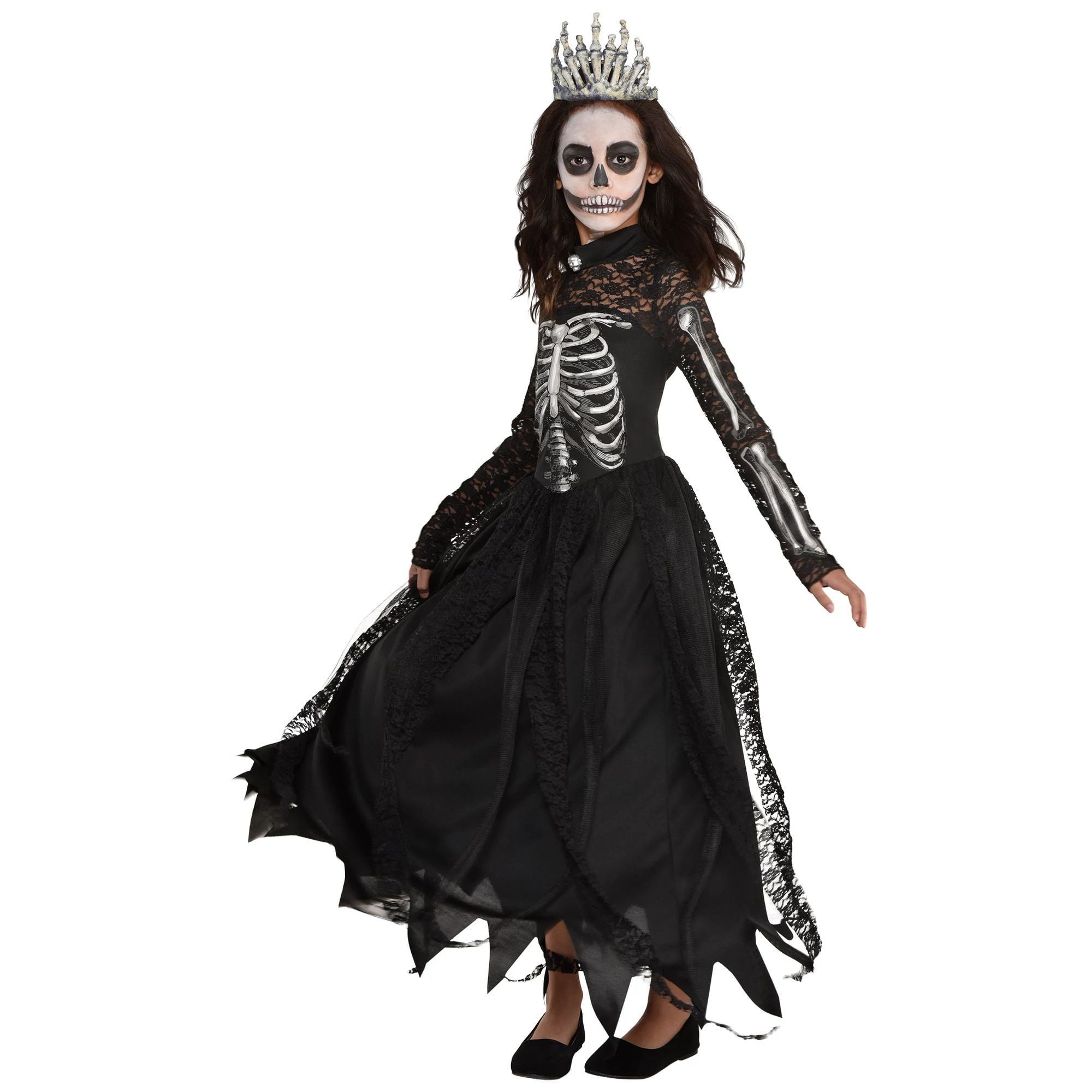 Amscan Skeleton Princess Costume for Girls, Includes Dress and Crown ...