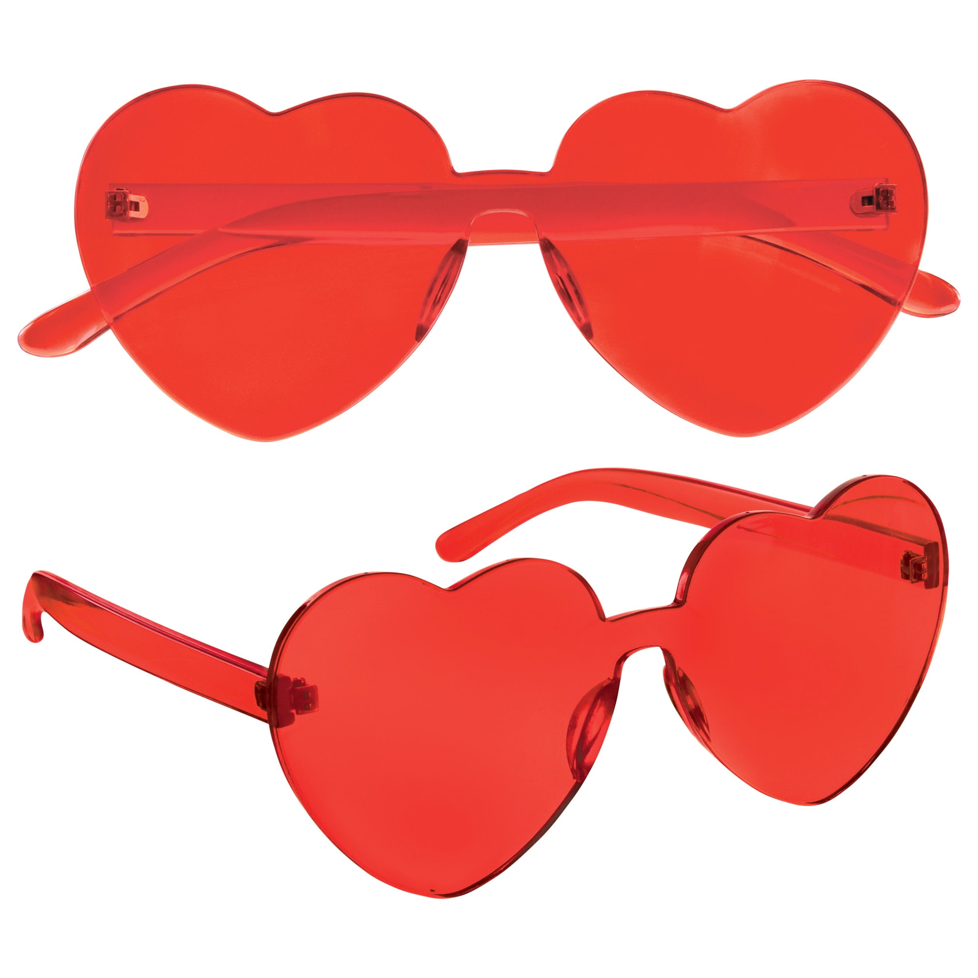 Amscan Valentines Red Heart Glasses, Plastic, Red, Set Of 6 Glasses ...