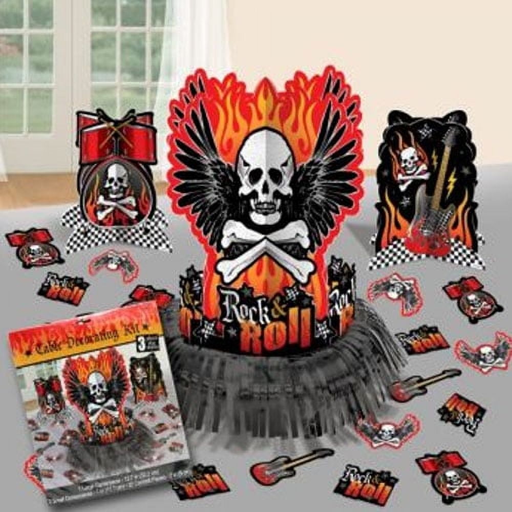 Amscan Various Rock On Skull and Flames Table Decorating Kit, 23-Piece ...