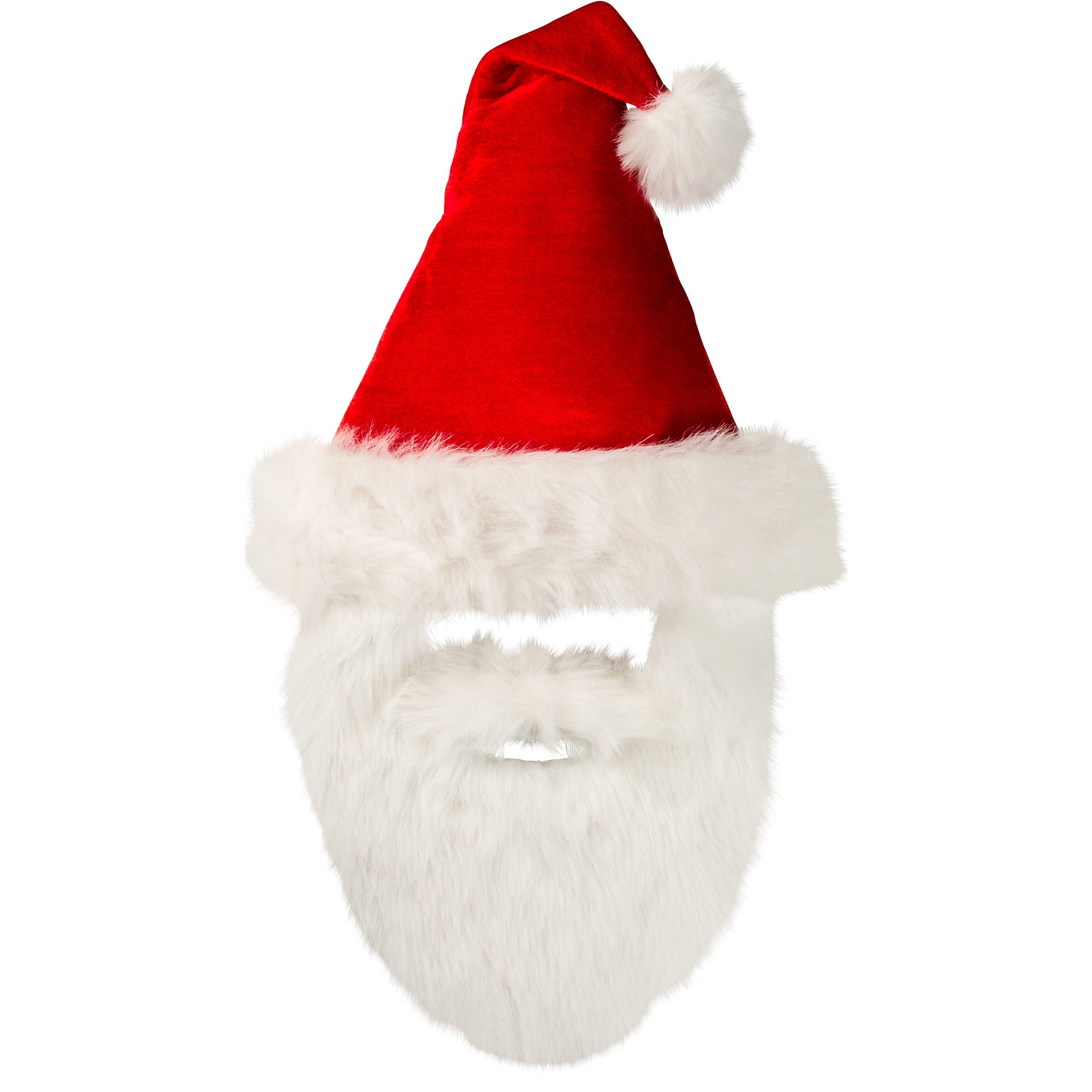 Amscan Plush Santa Hat with Attached Faux Fur Beard Christmas Accessory ...