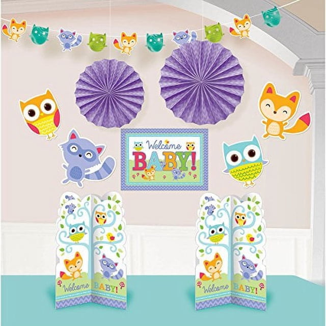 Amscan Woodland Creatures Shower Party Room Decorating Kit, Paper ...