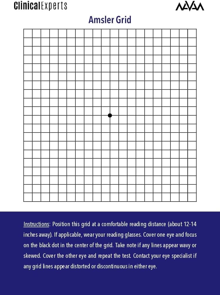 Amsler Eye Grid with Magnetic Back - Daily Vision Screening Tool for Macular Degeneration ...