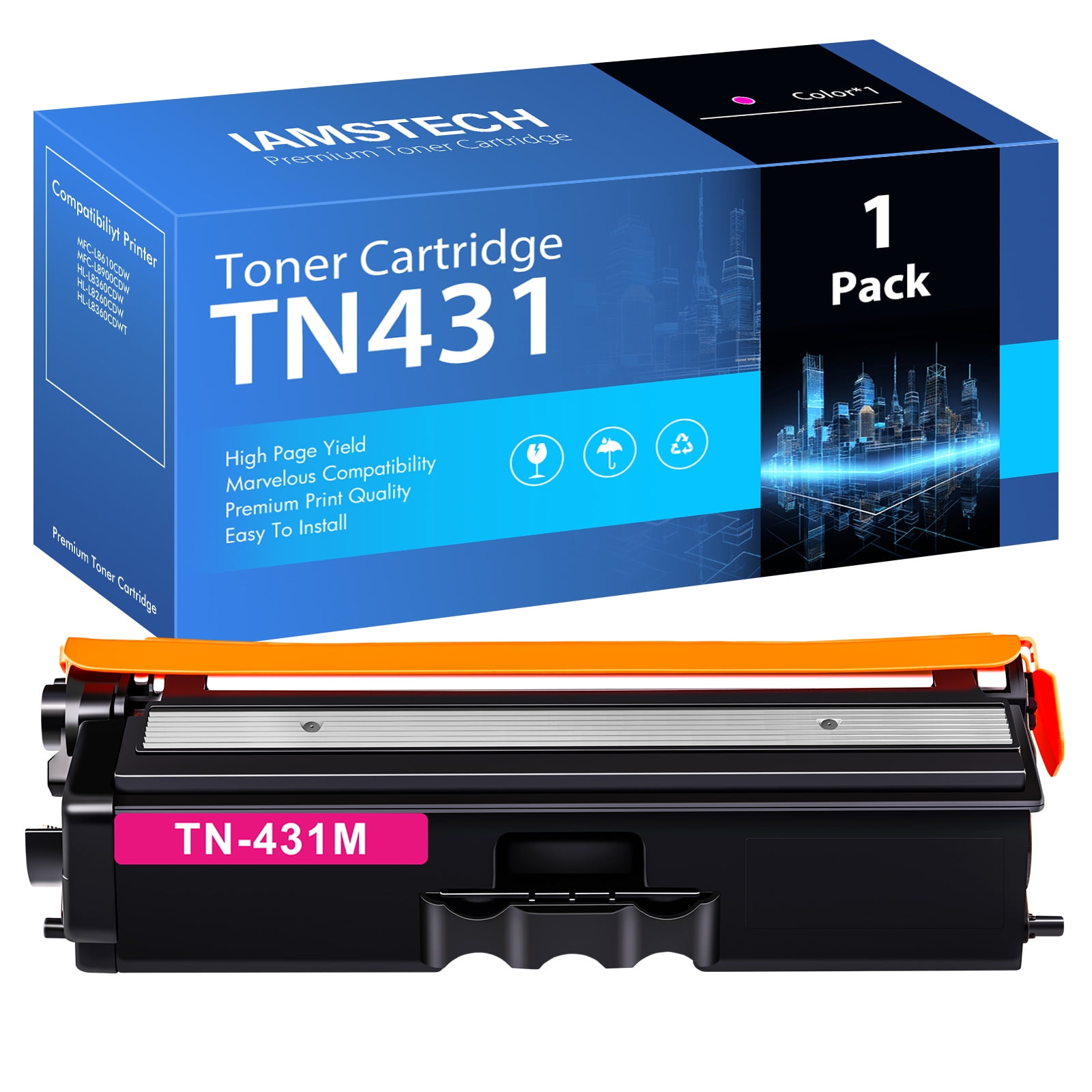 Amstech 1-Pack Compatible Toner for Brother TN431 TN 431 TN-431 TN433 ...