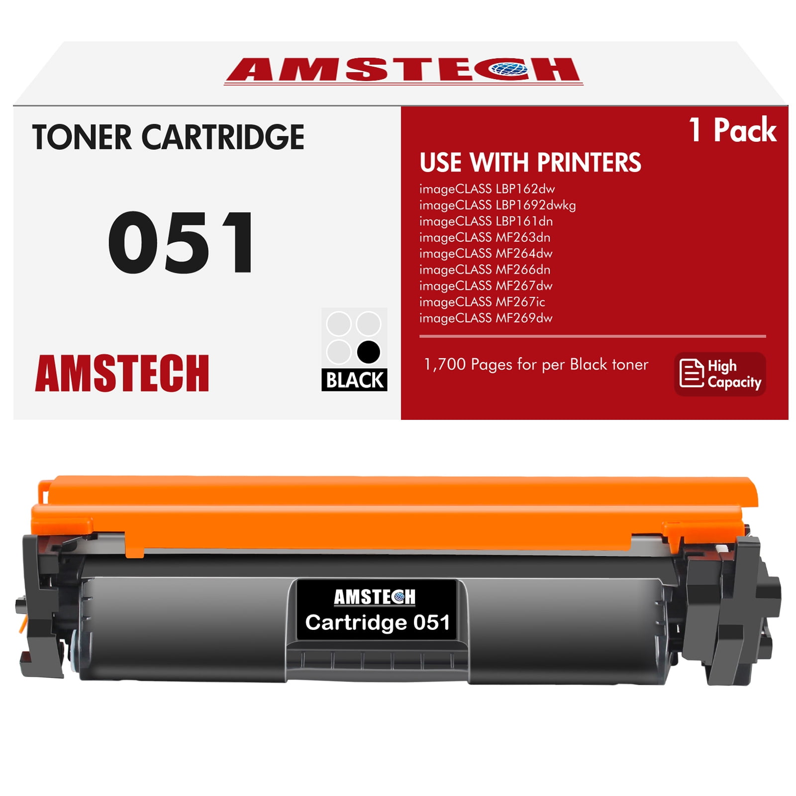 Amstech 1-Pack Compatible Toner for Canon 051(2168C001) for Canon ...