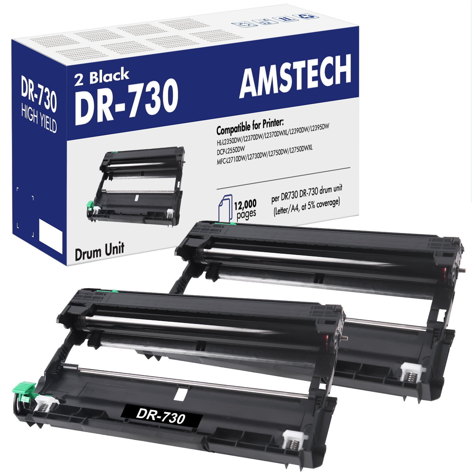 Amstech 2-Pack Compatible Drum Unit for Brother DR-730 DR730 DR 730 MFC ...