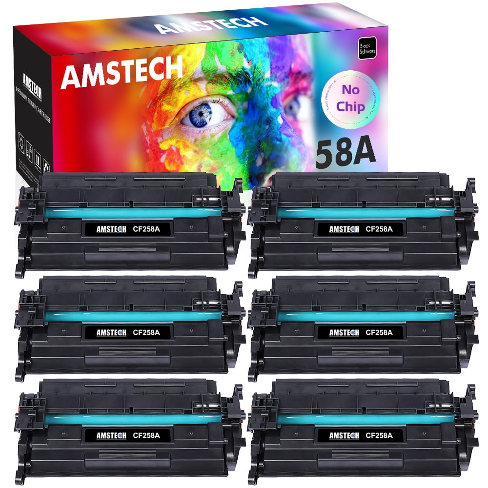 Amstech 6-Pack Compatible Toner Cartridges for HP 58A CF258A, HP ...