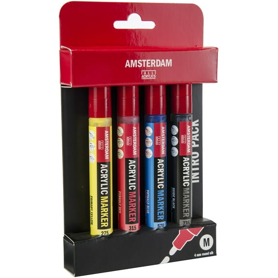 Amsterdam 4mm Acrylic Marker Set 4/Pkg-Intro - Walmart.com