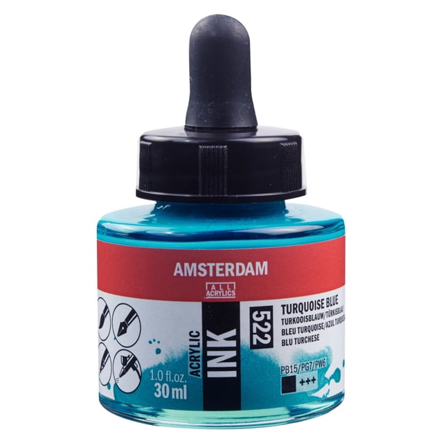 Amsterdam Acrylic Ink, 30ml, Turquoise Blue - Walmart.com