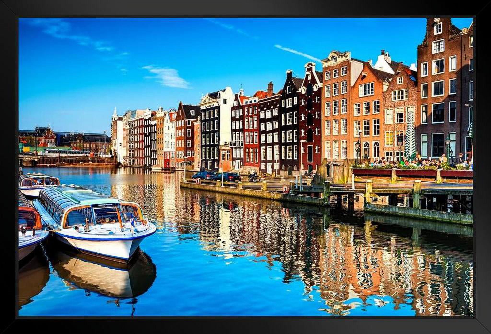 Amsterdam Canal Dutch Netherlands Houses Reflecting Water Skyline Photo ...