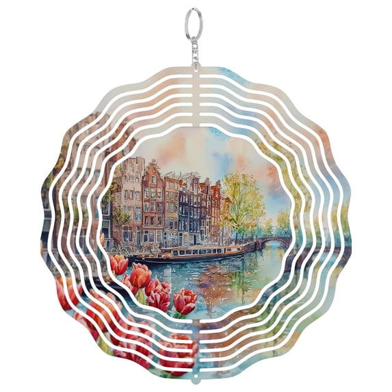 Amsterdam Canal House Facade 3D Wind Spinner Stainless Steel Yard Decor ...