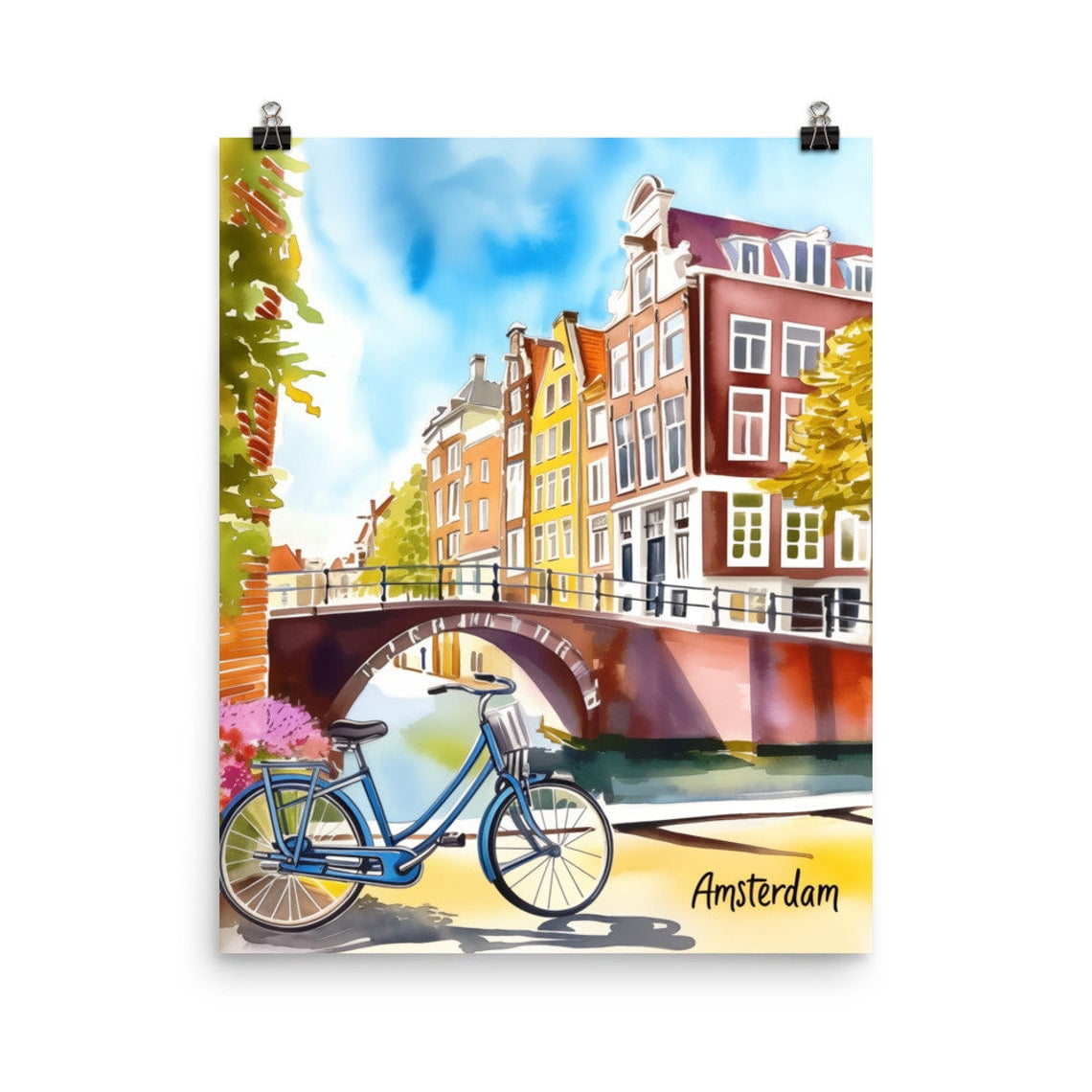 Amsterdam Canal Print, Dutch Travel Wall Art, Netherlands Cityscape ...