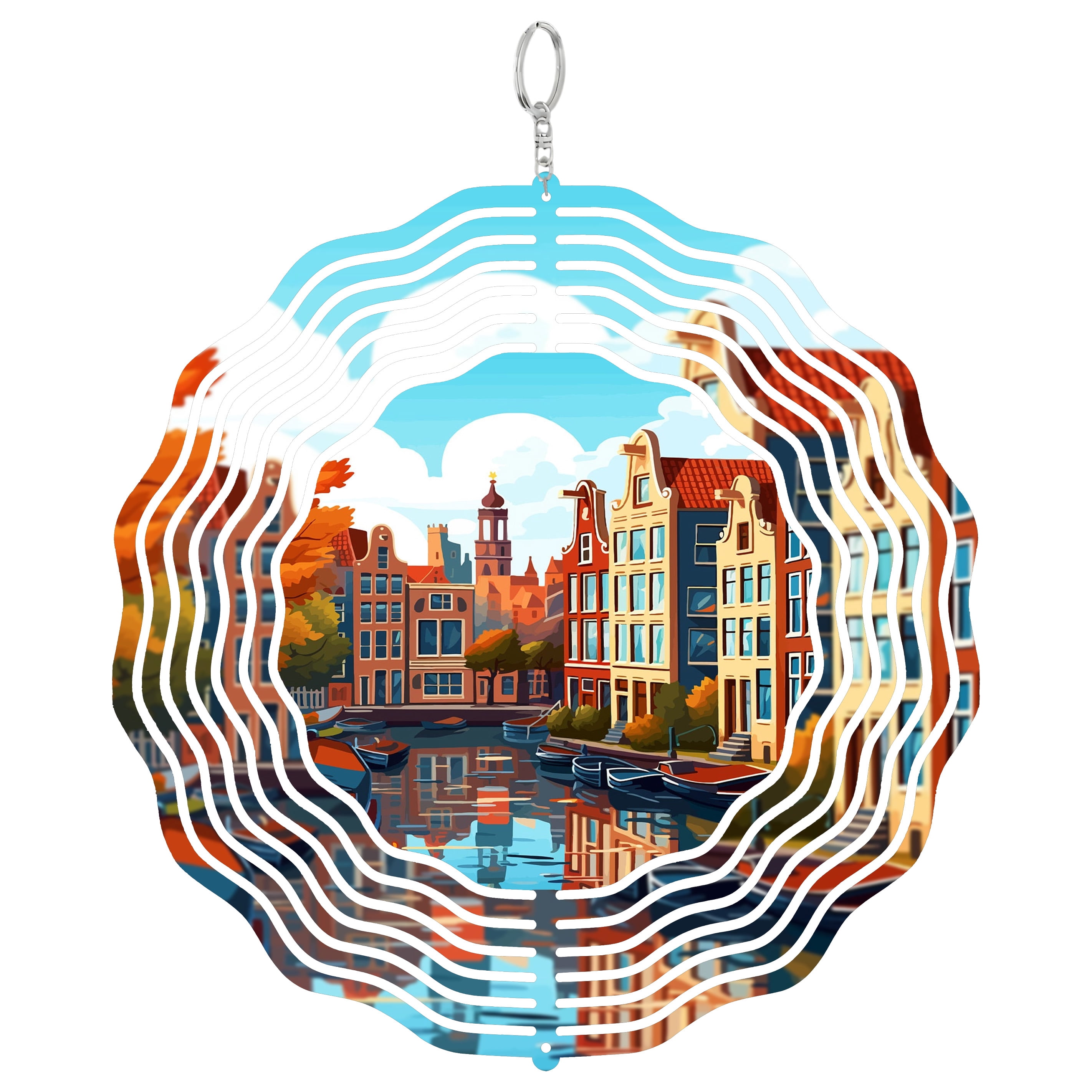 Amsterdam Canals 3D Wind Spinner Stainless Steel Kinetic Art Garden ...