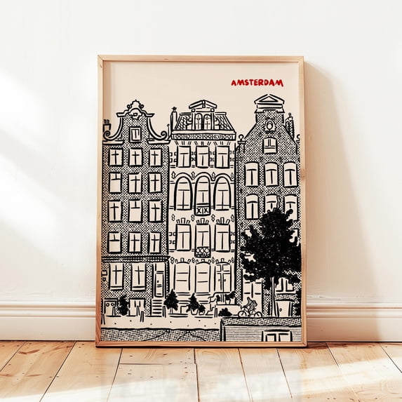 Amsterdam City Print Netherlands Holland Poster Retro Europe Travel ...