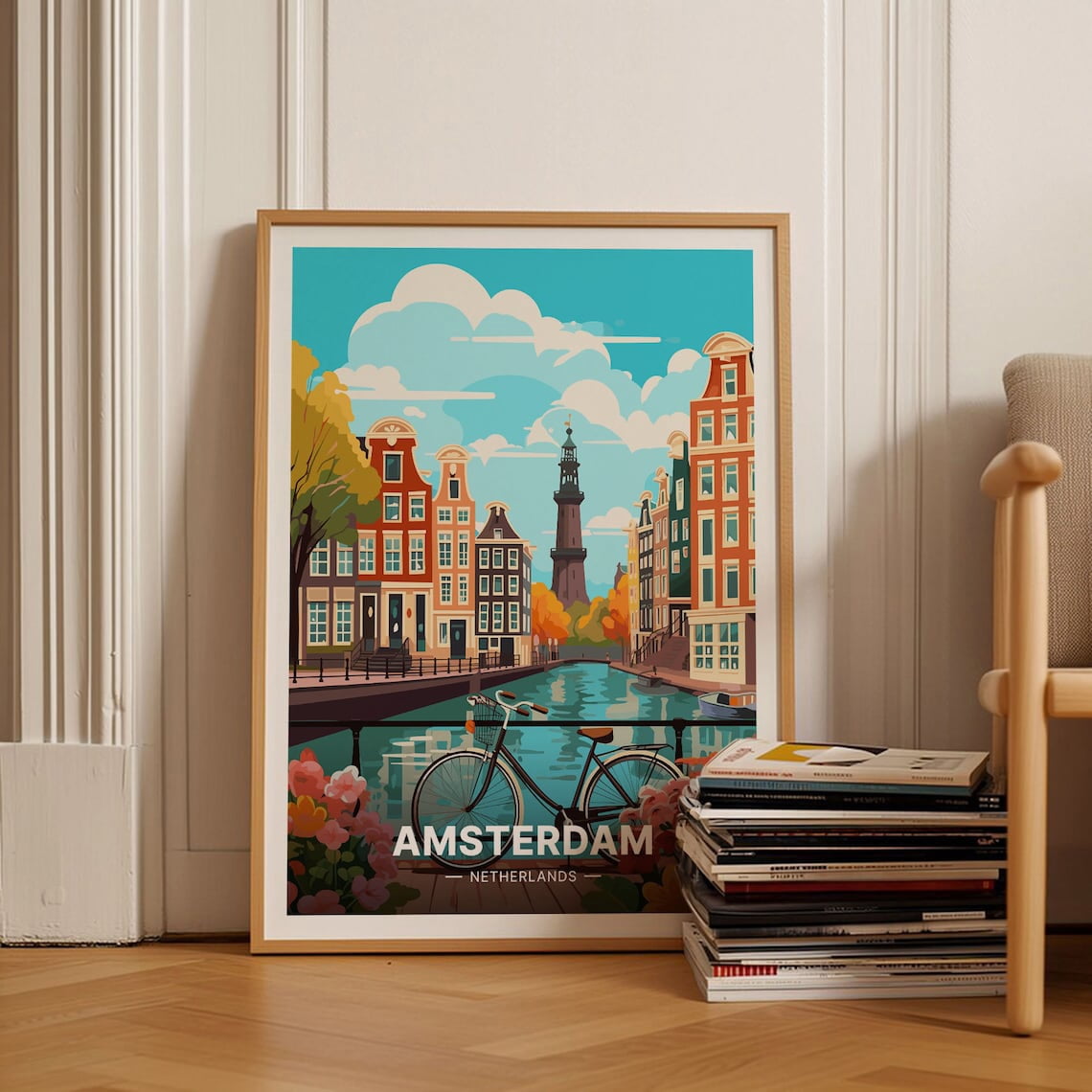 Amsterdam Cityscape Netherlands Dutch Landmark Decor, Unframed Paper ...