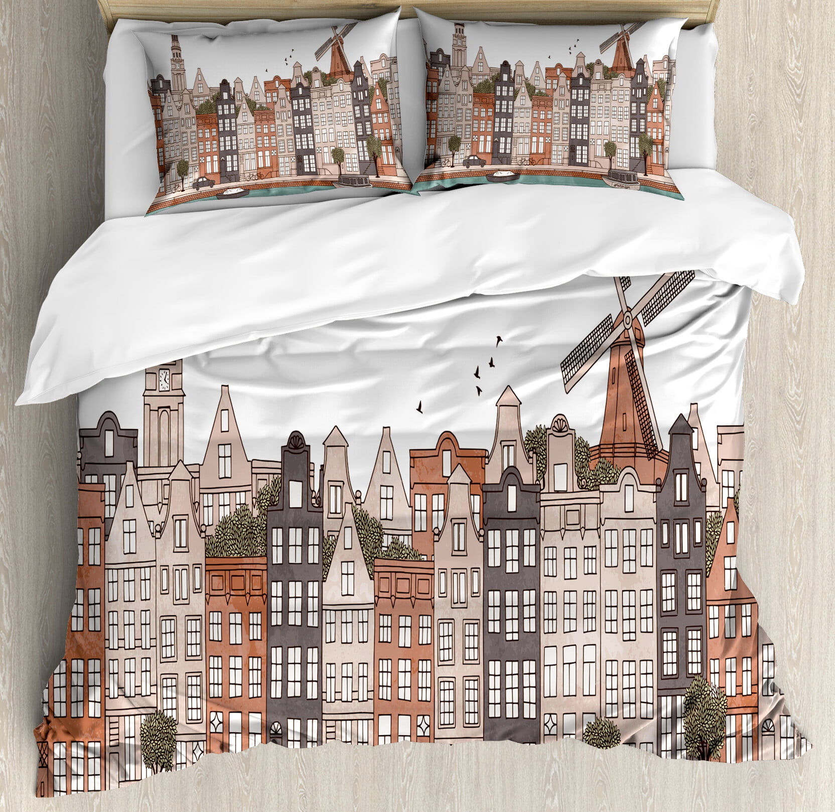 Amsterdam Duvet Cover Set, Old Netherlands Historical Buildings ...