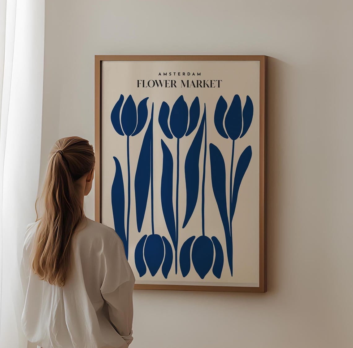 Amsterdam Flower Market Blue Printable Wall Art, Modern Floral Wall ...