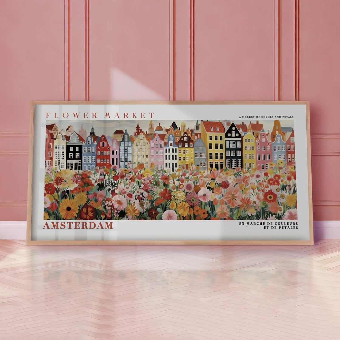 Amsterdam Flower Market Panoramic Print, Botanical European Skyline ...
