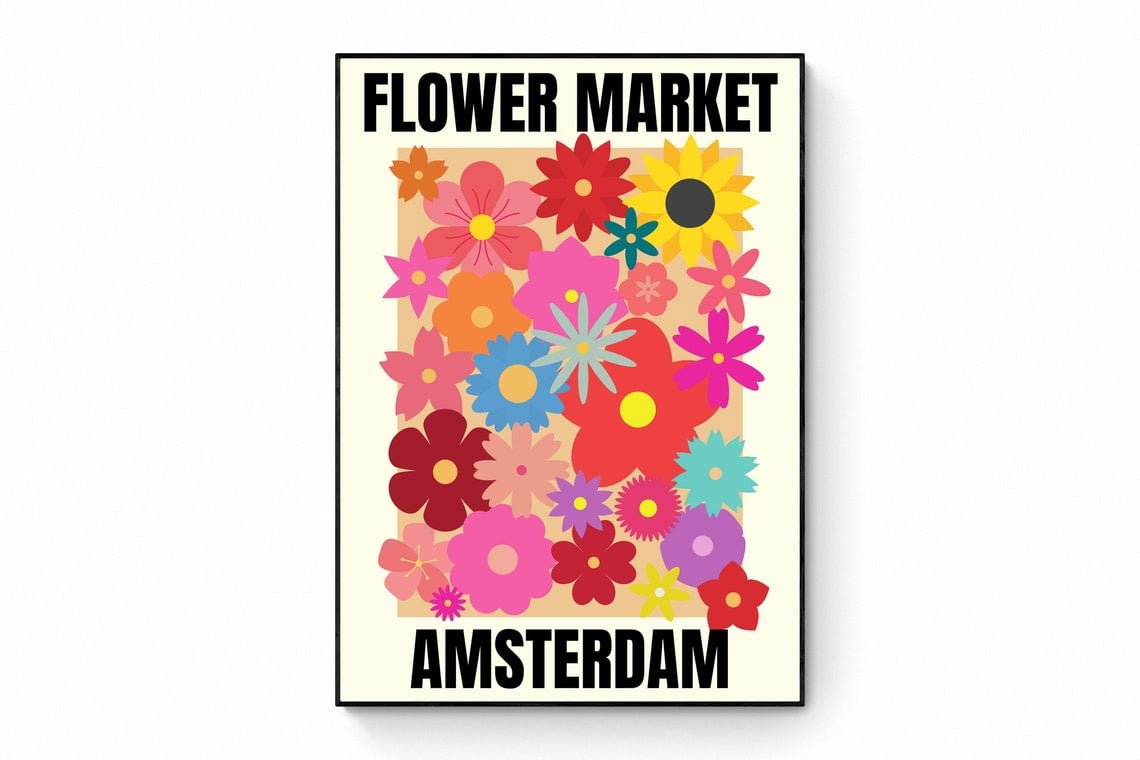Amsterdam Flower Market Style Abstract Floral Wall Art Pink Decor ...