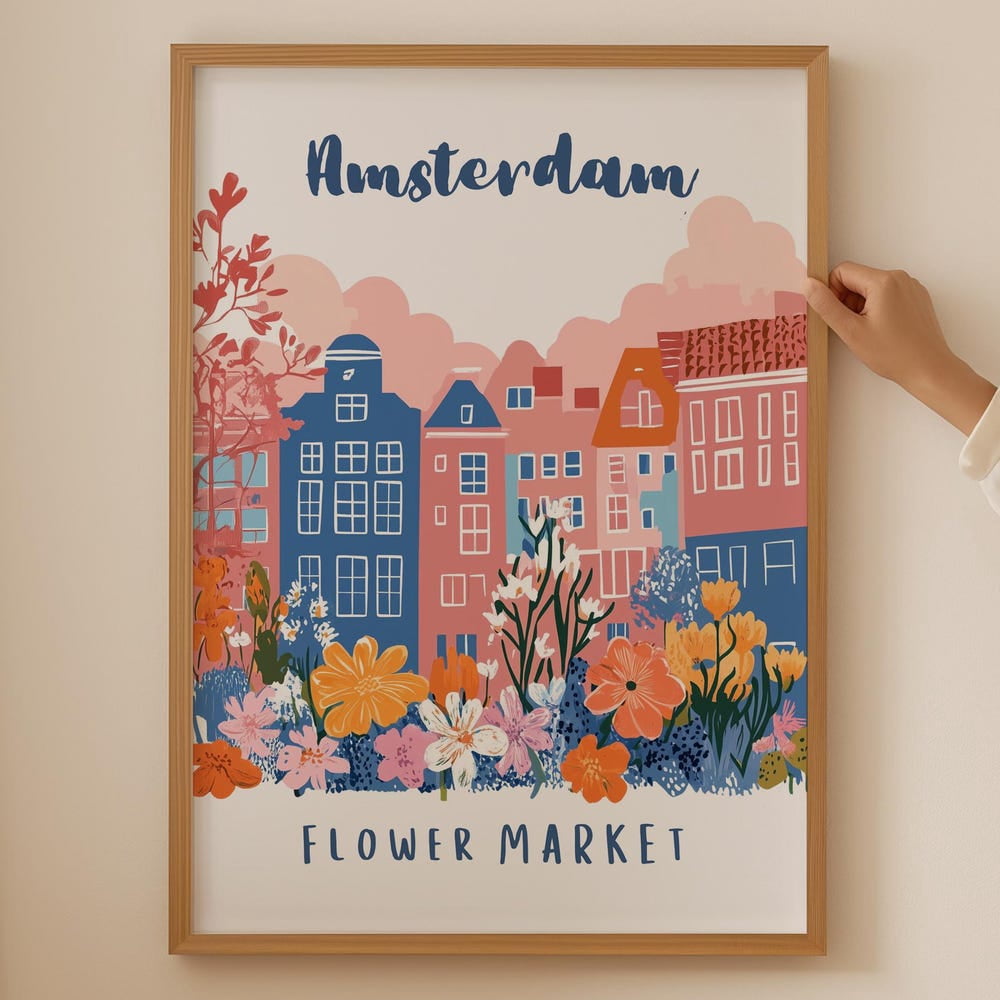 Amsterdam Flower Market Wall Art- Trendy Botanical Flower Market Print ...