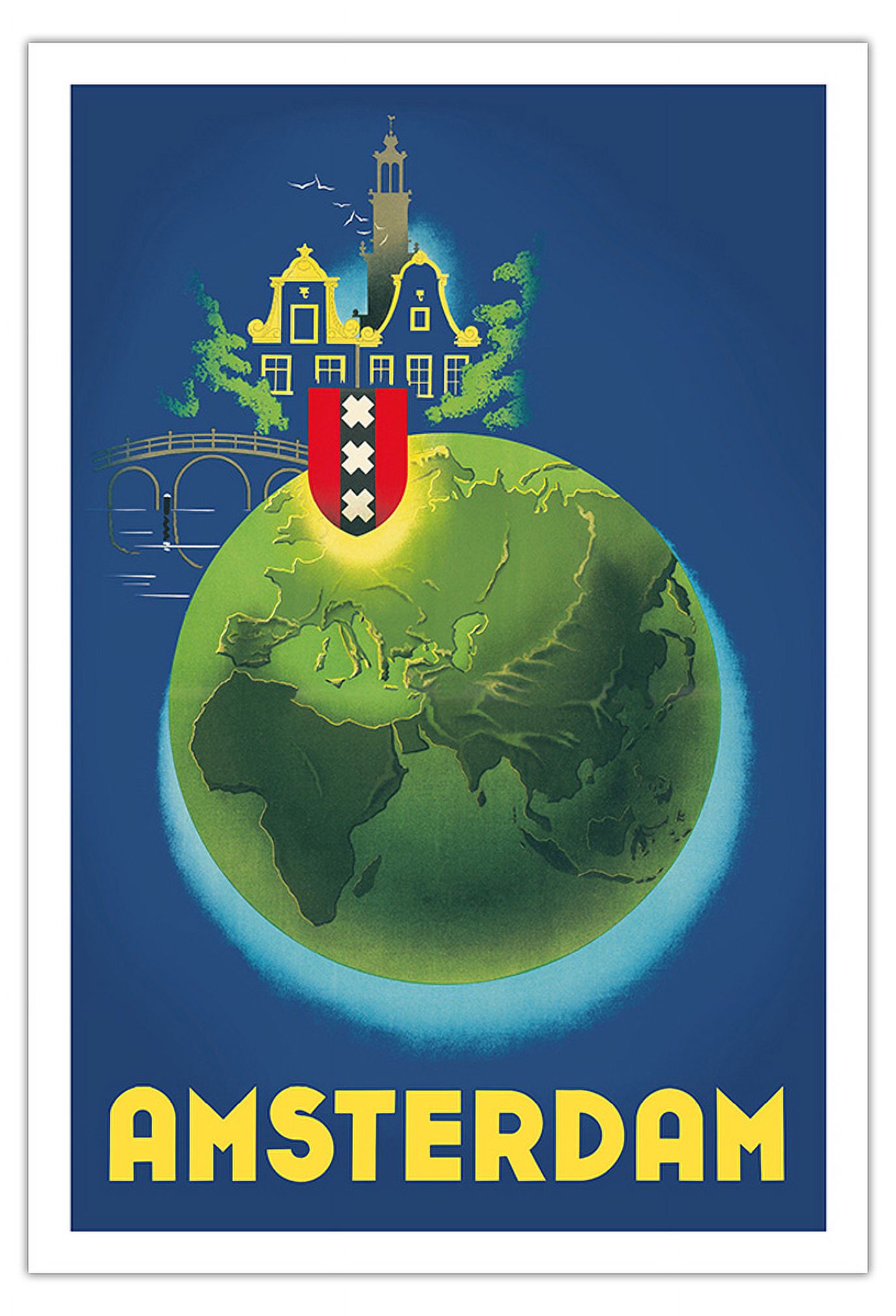 Amsterdam Holland - Netherlands - Vintage Travel Poster by Koen Van Os ...