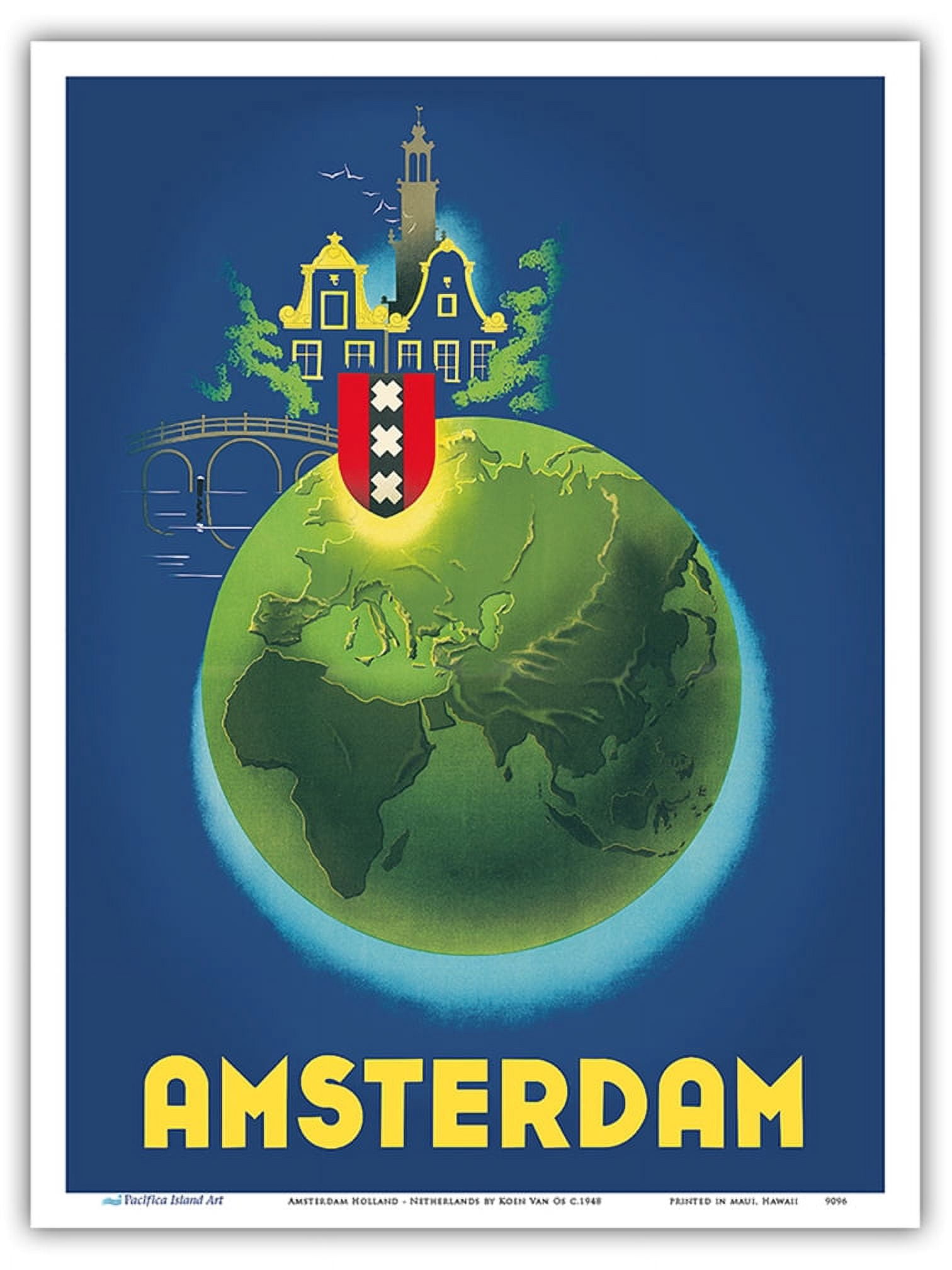 Amsterdam Holland - Netherlands - Vintage Travel Poster by Koen Van Os ...