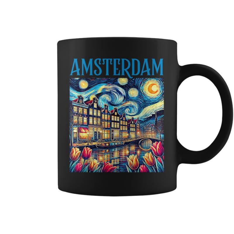 Amsterdam In Starry Night Van Gogh Style Graphic Coffee Mugs - Walmart.com