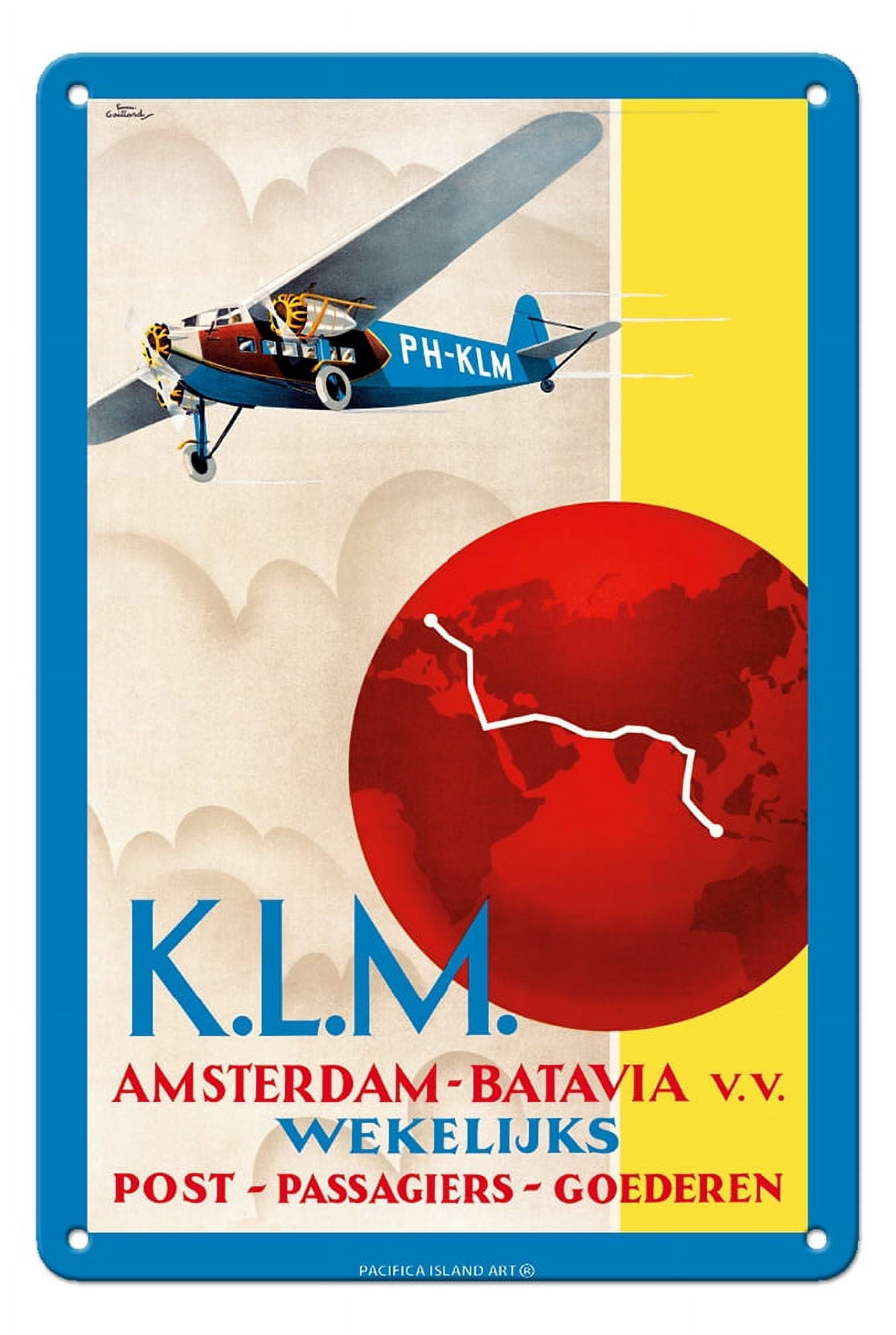 Amsterdam to Jakarta (Batavia) - Dutch East Indies - KLM (Royal Dutch ...
