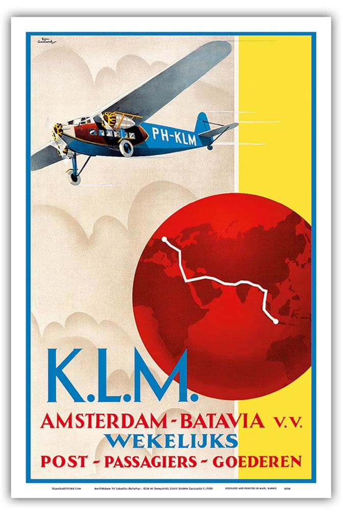 Amsterdam to Jakarta (Batavia) - Dutch East Indies - KLM (Royal Dutch Airlines) - Vintage ...
