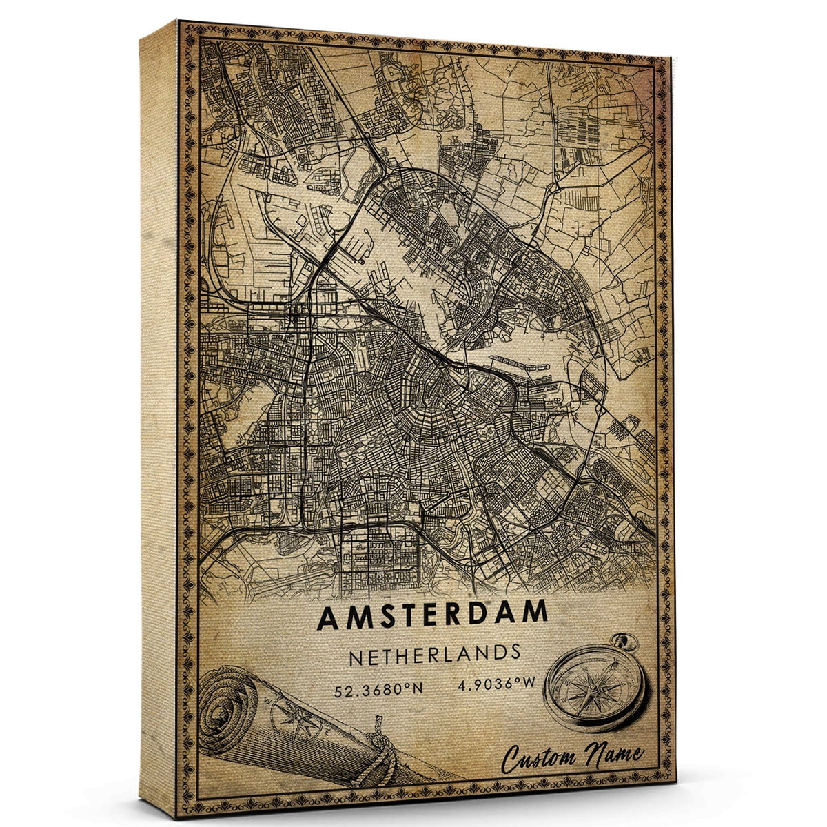 Amsterdam Map Poster, Netherlands Map Art Poster, Canvas, Amsterdam Map ...
