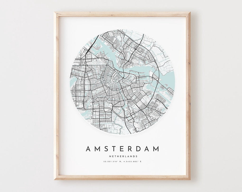 Amsterdam Map Print, Amsterdam Map Poster City Wall Art, Amsterdam Road ...
