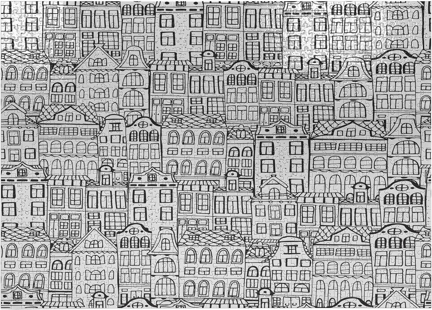 Amsterdam Monochrome Style Cartoon Drawing of Historic Houses Clutter ...