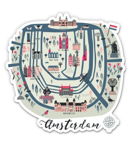 Amsterdam Netherlands - 8" Vinyl Sticker - For Car Laptop I-Pad ...