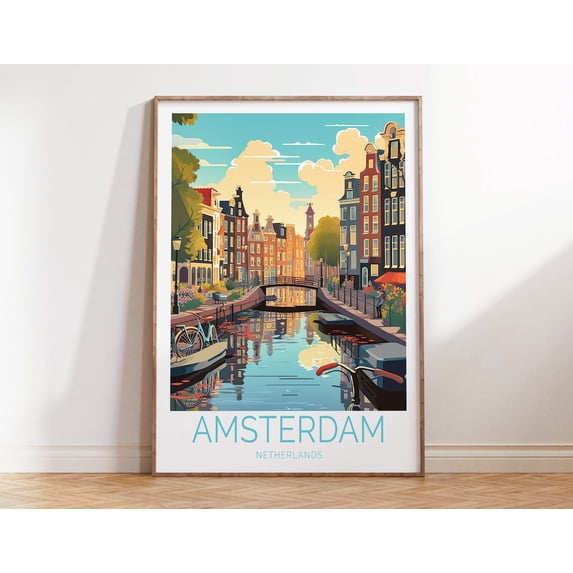 Amsterdam Netherlands Anniversary City Travel Wall Art, Unframed Canvas ...