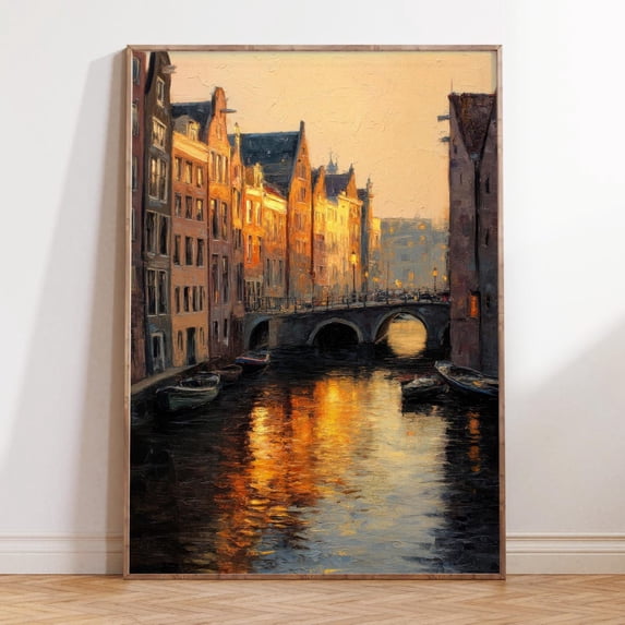 Amsterdam Netherlands Canal Sunset Print, Unframed Paper Print Size ...