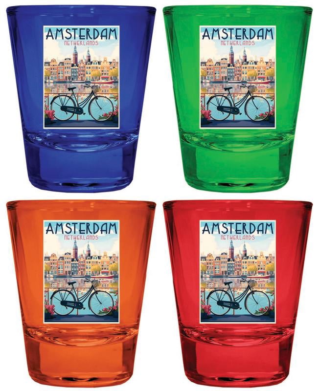 Amsterdam Netherlands Design A Souvenir Full Color 2 oz Round Shot ...