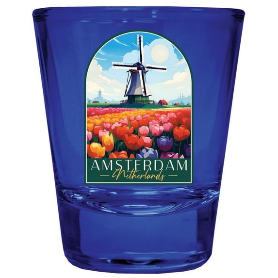 Amsterdam Netherlands Design B Souvenir Full Color 2 oz Round Shot ...