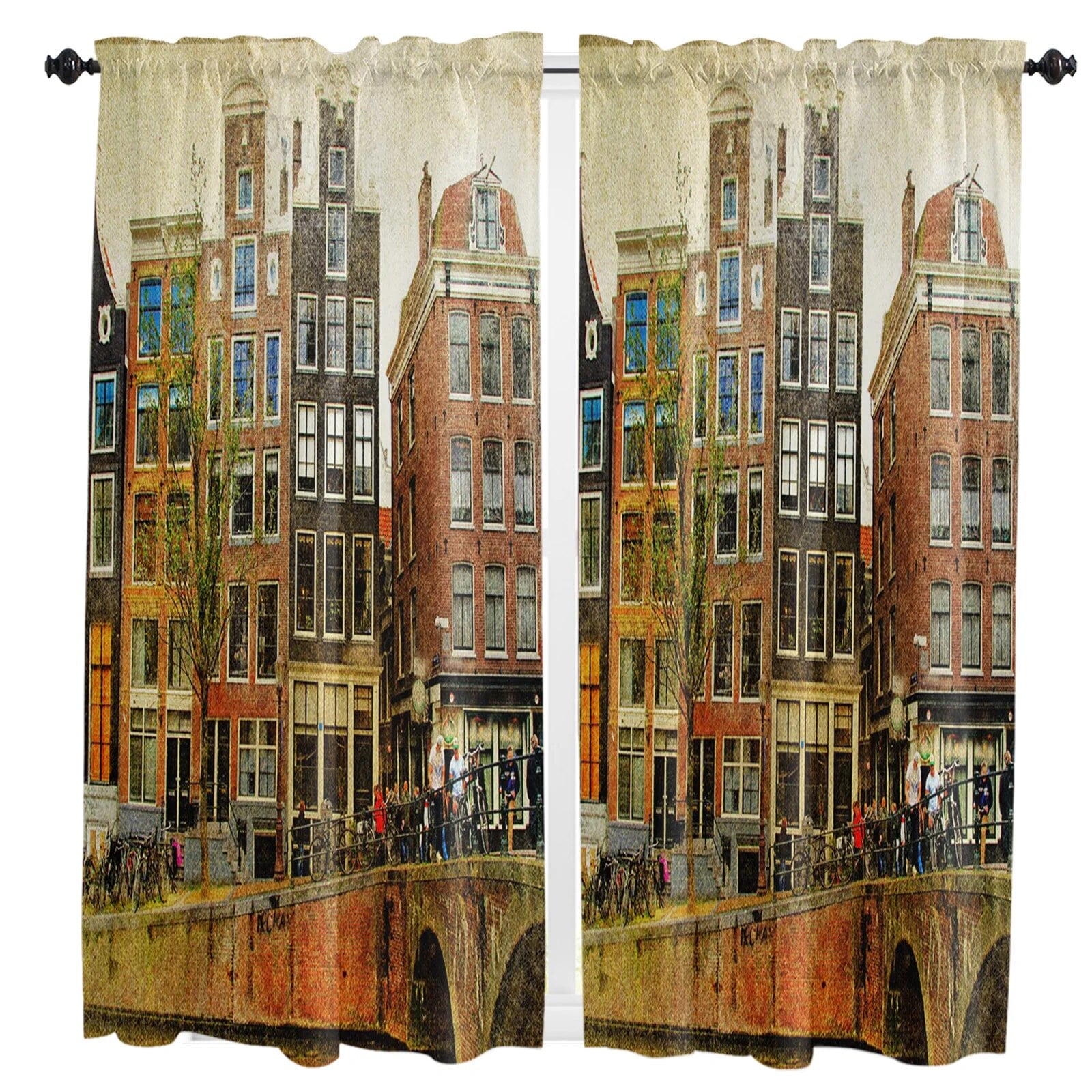 Amsterdam Netherlands European Vintage Window Curtains for Living Room ...