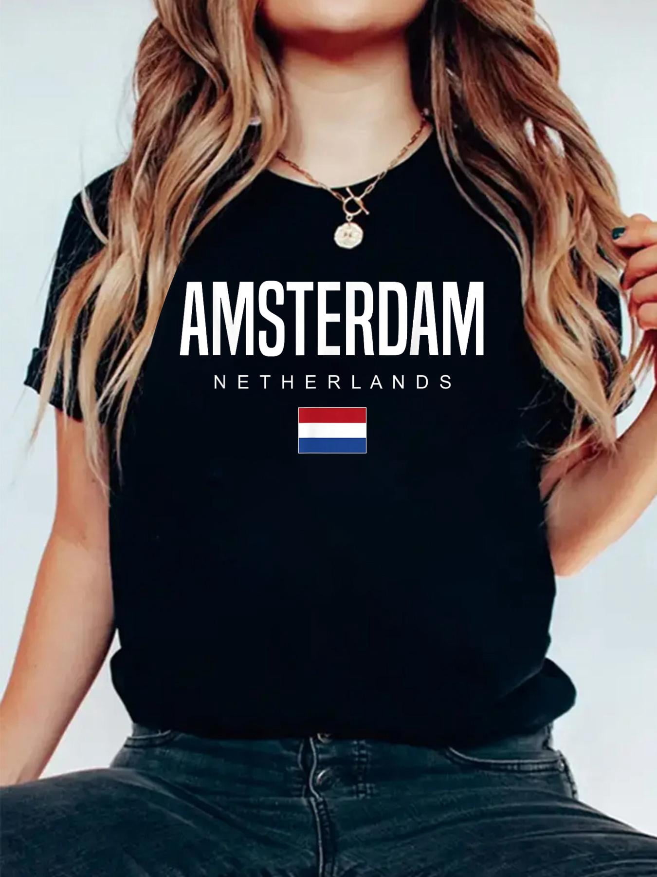 Amsterdam Netherlands T-Shirt Graphic Tee summer Tops For Women Round ...