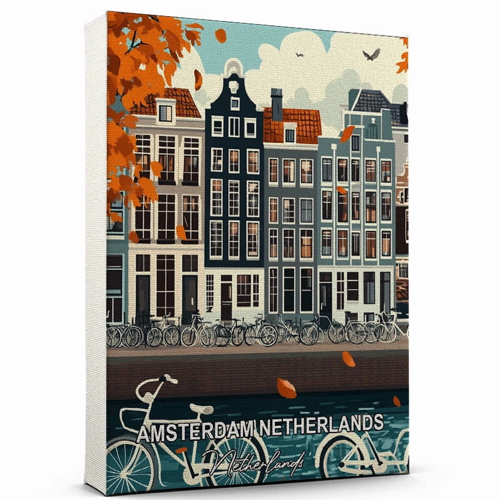Amsterdam Netherlands Travel Canvas Wall Art – Netherlands Canvas ...