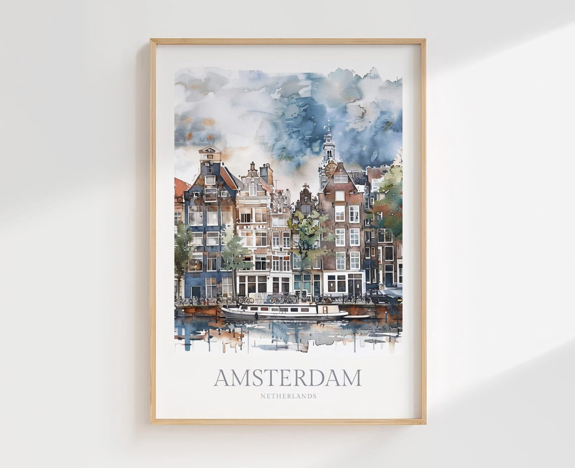 Amsterdam Netherlands Wall Art Poster Poster, Stretched Size 12x18 ...