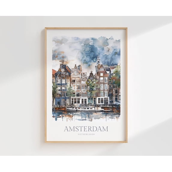 Amsterdam Netherlands Wall Art Poster Poster, Stretched Size 12x18 ...