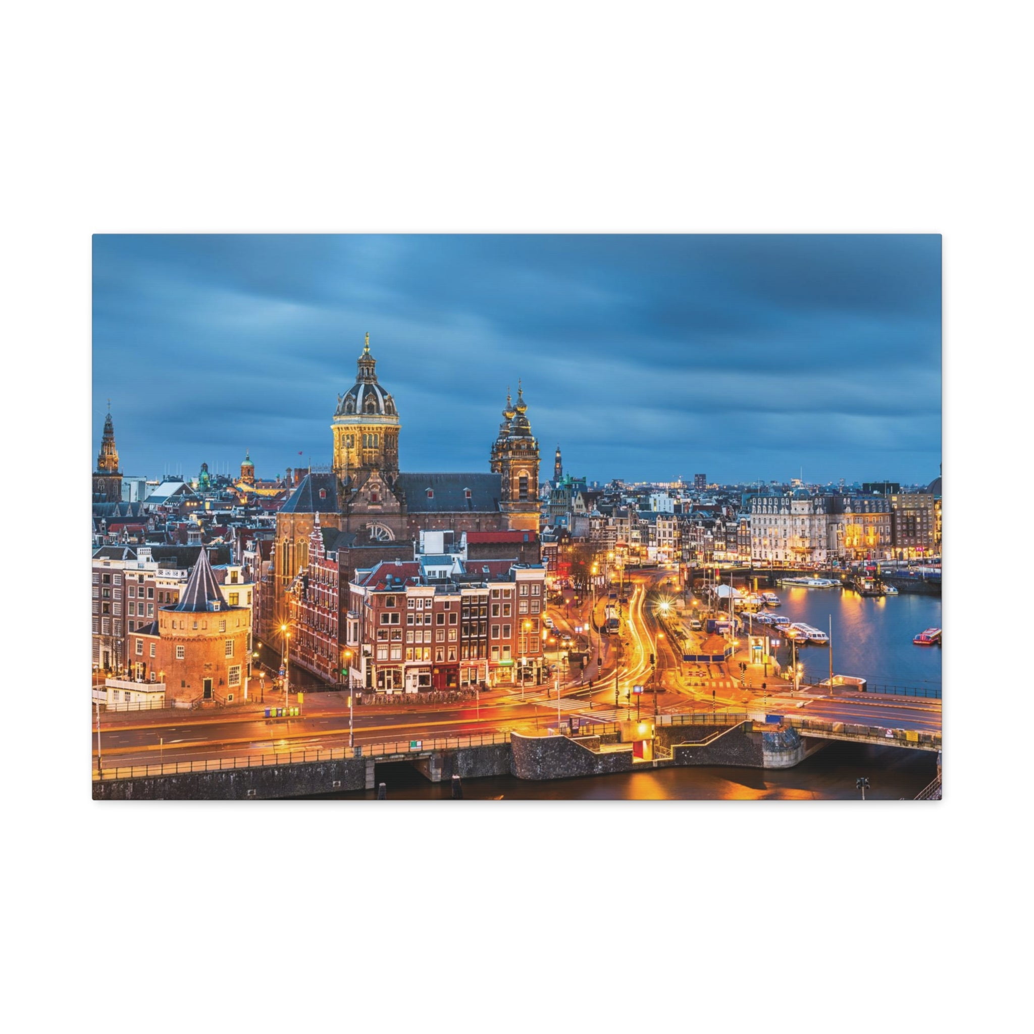 Amsterdam Night Skyline Canvas Artwork Breathtaking Stunning Cityscape ...
