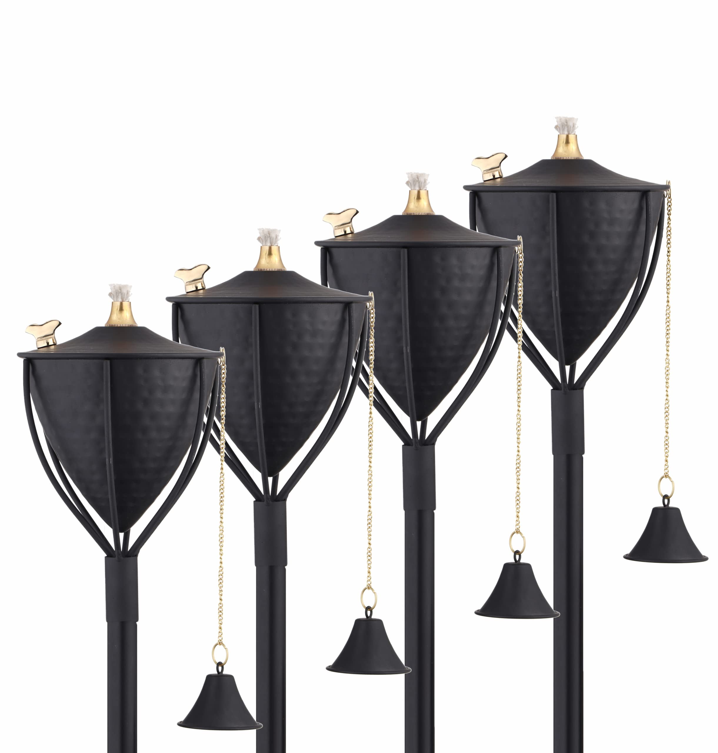 Amsterdam 4-Pack, Premium Outdoor Tiki Torches, 54" Tall, 32oz Oil Lamp ...
