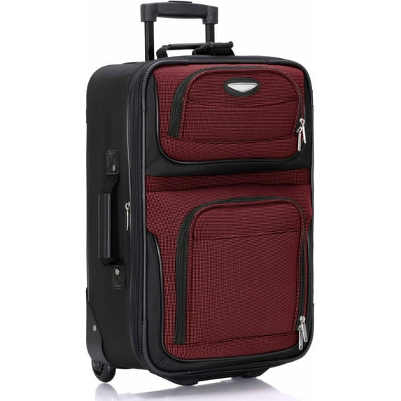 Amsterdam Softside Expandable Luggage with Rolling Wheels, Burgundy, 21 ...
