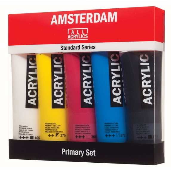 Amsterdam Standard Craft Acrylic Paint, 5 Color Primary Set, Quick ...