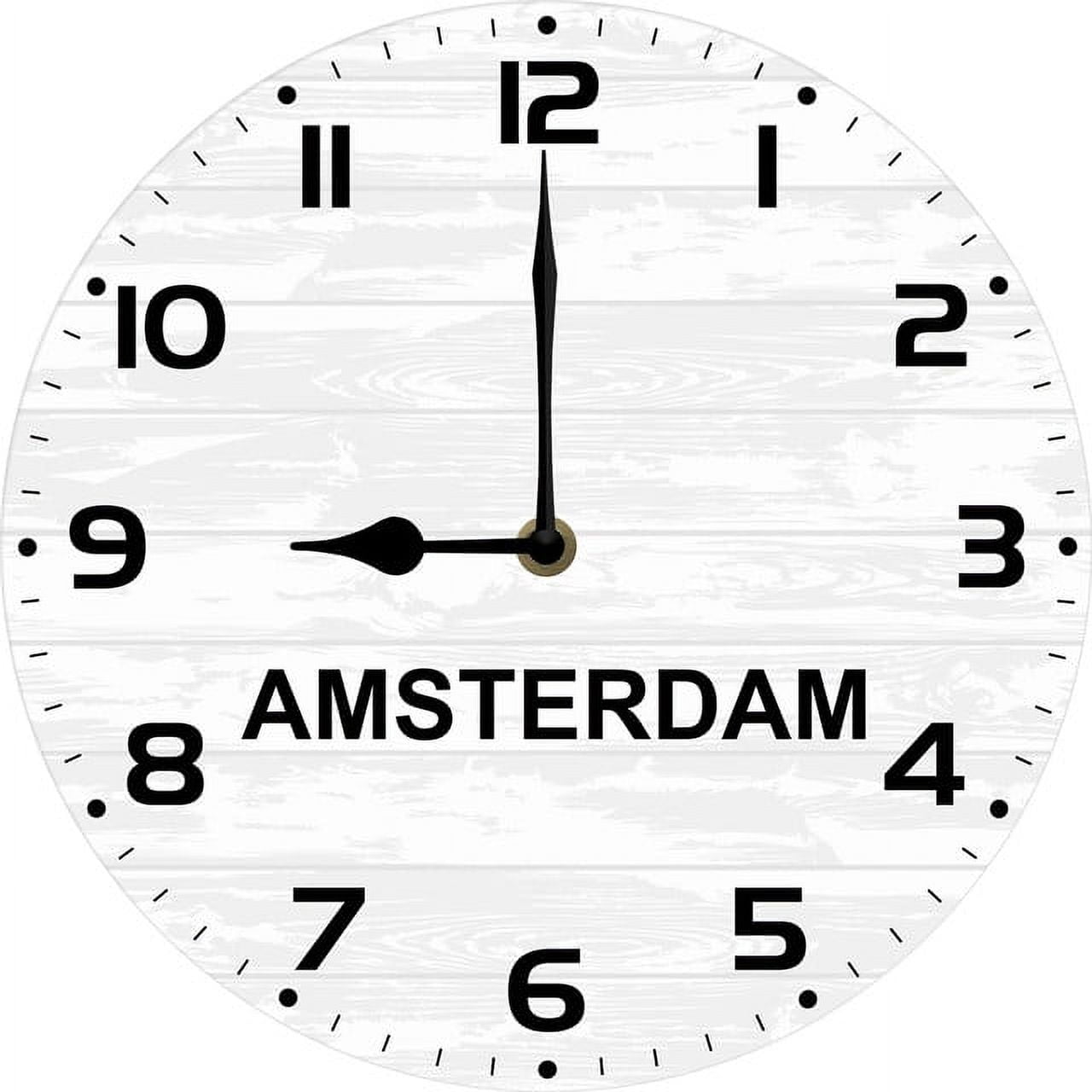 Amsterdam TIME Wall Clock World Time Zone Clock Office Business 10 Inch ...