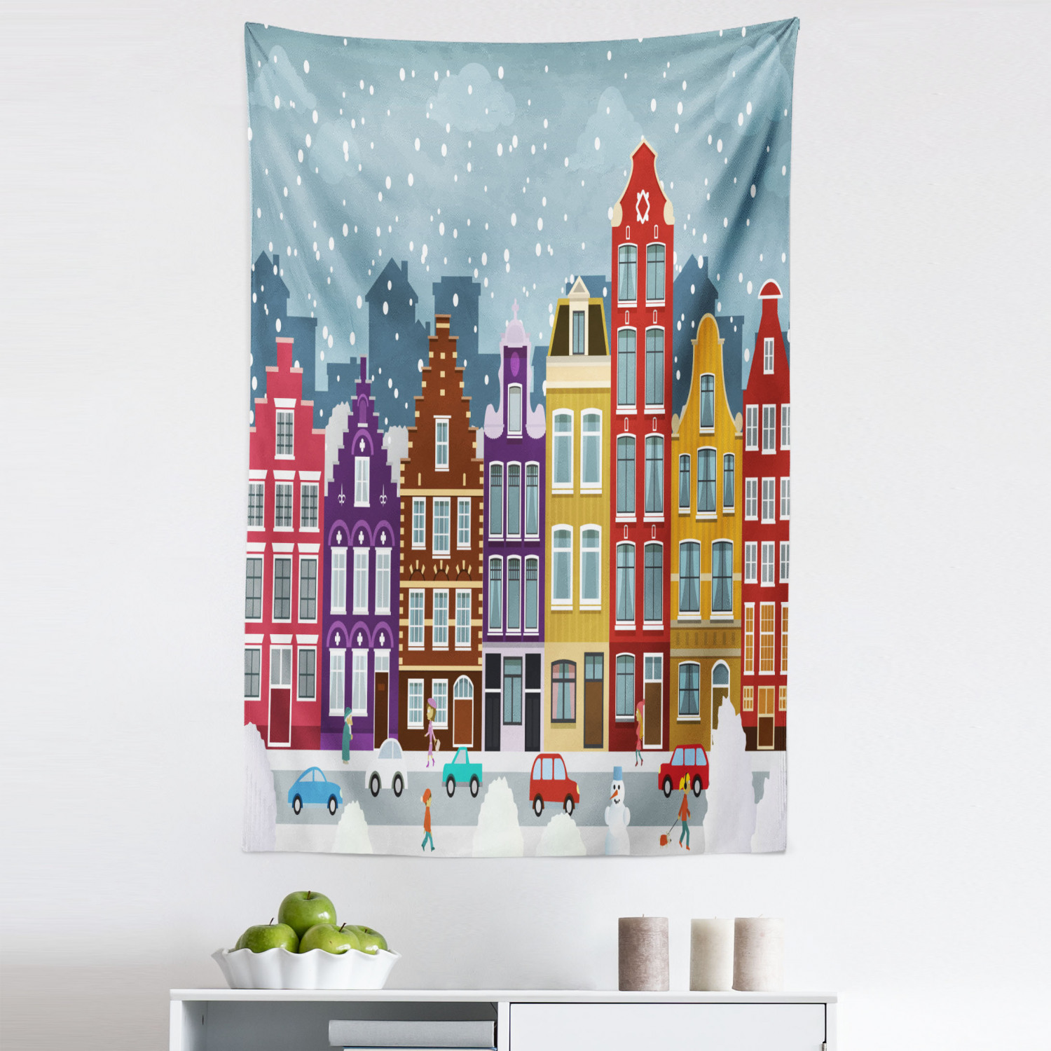 Amsterdam Tapestry, Dutch Town in the Winter Historical Apartments ...