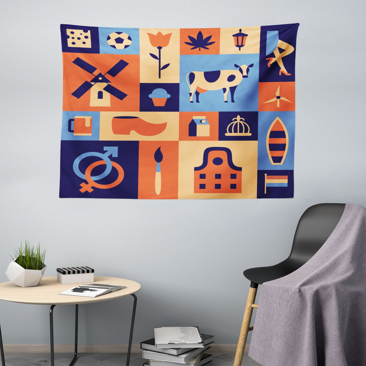 Amsterdam Tapestry, Illustration of Squares with Traditional Country ...
